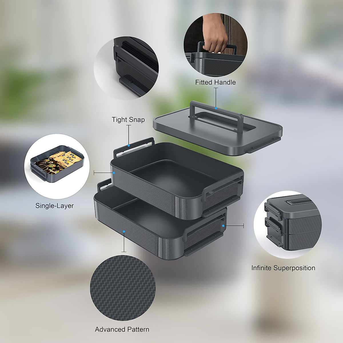 Brehvoe 2 Layer Storage Box With Lid, Opaque Storage Organizer with Handle Portable Tool Box with Latch Stackable for Tool/Art & Crafts Case/Gadgets Supplies, Durable ABS