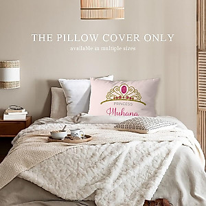Personalized Princess Crown Pillowcase with Names Custom Text Printed Fun Bedroom Decor Pillow Cover for Children Girls Boys Men Women