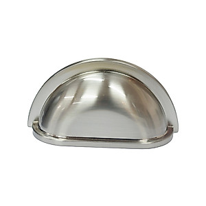 Urbanest Zinc Alloy Cabinet Hardware Bin Cup Drawer Handle Pull - 3-inch Hole Centers (10-Pack, Brushed Satin Nickel)