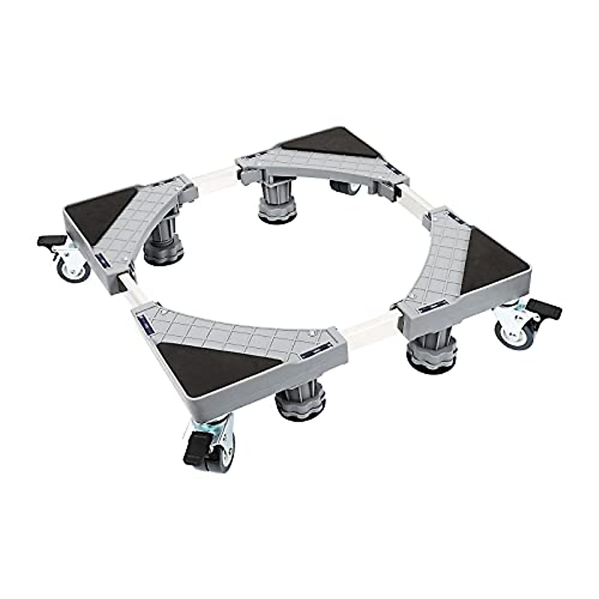 Mini Fridge Stand Washing Machine Base Adjustable Mobile Base with 4x2 Locking Rubber Rotating Wheels and 4 Sturdy Washing Machine Feet Suitable for Dryer, Washing Machine and Mini Refrigerator