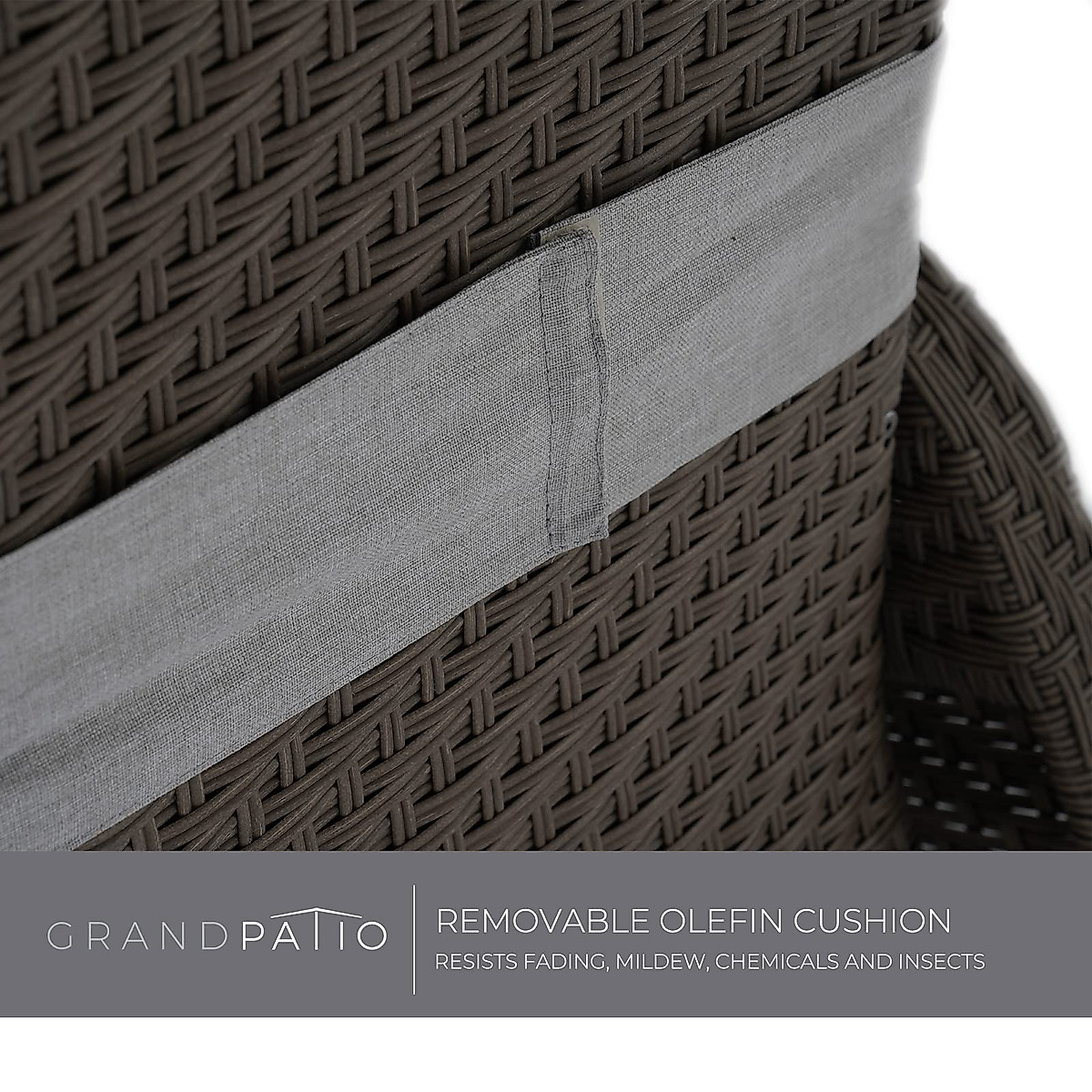 Grand patio Indoor & Outdoor 2-Piece Reclining Chairs with Extended Footrest, PE Wicker, Adjustable Patio Lounge Recliner up to 150°, with Flip Side Table - Mist Grey