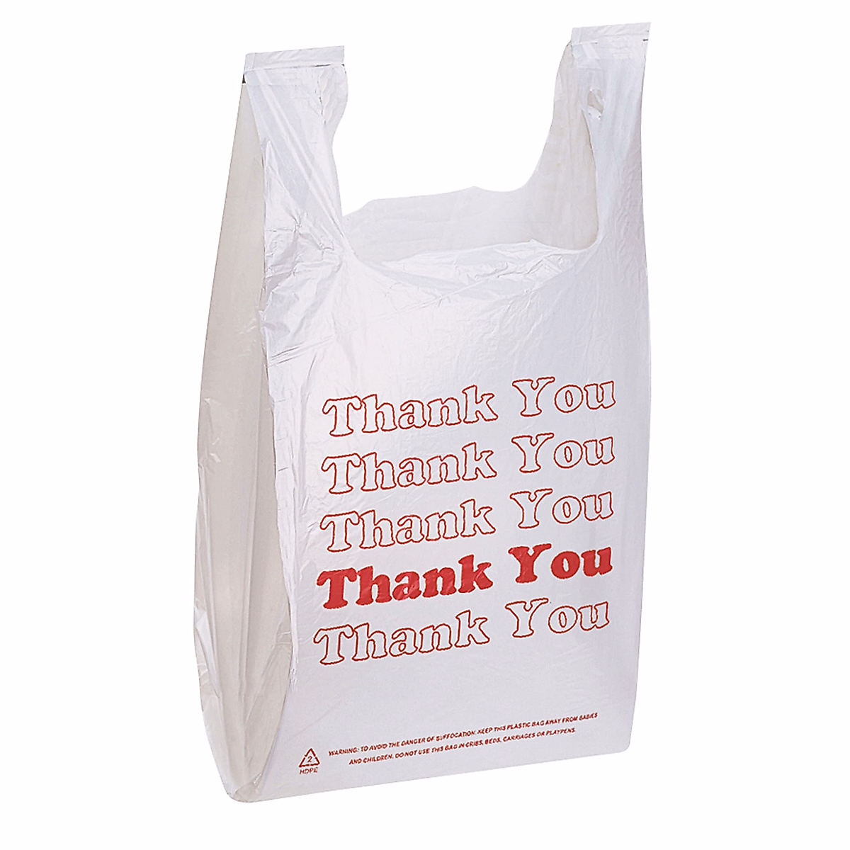 SSWBasics White Thank You Bags Case of 1000-11 ½” x 6" x 21" - Thickness .48mil HDPE- Standard Supermarket Size, Perfect for Grocery, Retail, Convenience Stores, Take-Out and Home Use