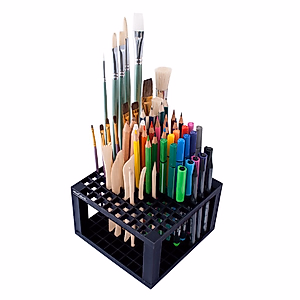 MONT MARTE 96 Hole Plastic Pencil & Brush Holder for Paint Brushes, Pencils, Markers, Pens and Modeling Tools. Provides Excellent Art Studio Organization.