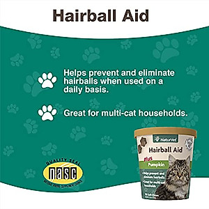 NaturVet – Hairball Aid Supplement for Cats - Plus Pumpkin – Helps Eliminate & Prevent Hairballs – 100 Soft Chews