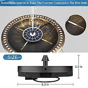 Mademax 3.5W Solar Bird Bath Fountains with 24-Hours Working, Solar and Plug-in Fountain Pump for Bird Bath with 4 Nozzles, Floating Solar Powered Water Fountain Pump for Bird Bath, Garden, Pond, Pool