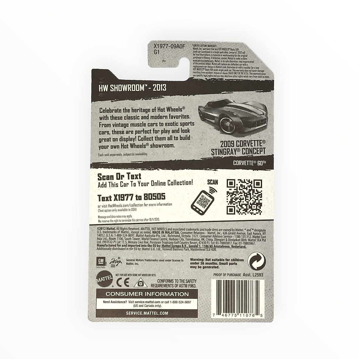 Hot Wheels 2013 HW Showroom Kmart Exclusive 2009 Corvette Stingray Concept 209/250