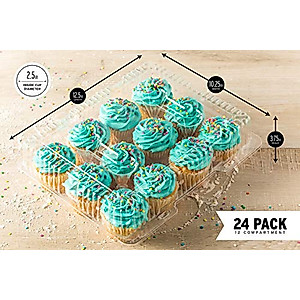 Royalux Cupcake Containers Plastic Disposable [12 Cavity x 24 Pack] - BPA Free Cupcake Boxes 12 - USA Made Cupcake Holder - High Dome Cupcake Container - Cupcake Holders Disposable Cupcake Carrier
