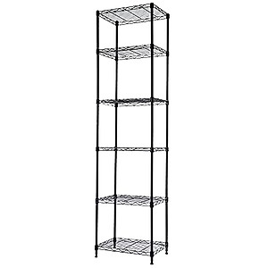 REGILLER 6 Wire Shelving Steel Storage Rack Adjustable Unit Shelves for Laundry Bathroom Kitchen Pantry Closet (16.7L x 11.9W x 64H, Black)