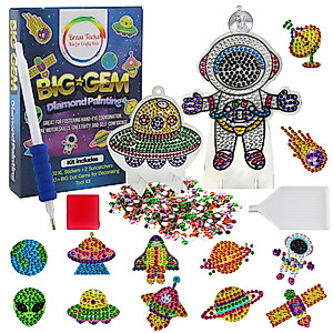 Big Gem Diamond Painting Craft Kit for Kids, Stickers and Suncatchers (Outer Space)