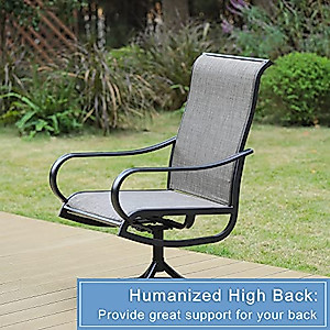 Sophia & William Patio Dining Set 7 Pieces Outdoor Furniture Table and Chairs Metal, 6 x Swivel Dining Chairs Textilene with 1 Wood Like Umbrella Table for Lawn Pool Garden Porch