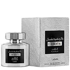 Confidential Platinum EDP - Eau De Parfum 100ML (3.4 oz) | Long-Lasting Spray I Platinum Bottle I Oudy, Musky Scents I by Lattafa