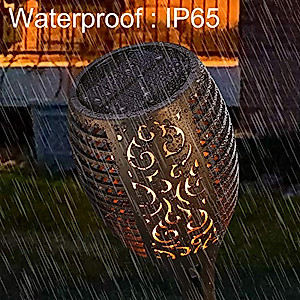 Solar Torch Light with Flickering Flame, 60 LED Solar Flame Lamp Outdoor Garden Plastic Stick Lights Waterproof Landscape Decoration Lighting Dusk to Dawn Security Light for Yard Patio Driveway (4)