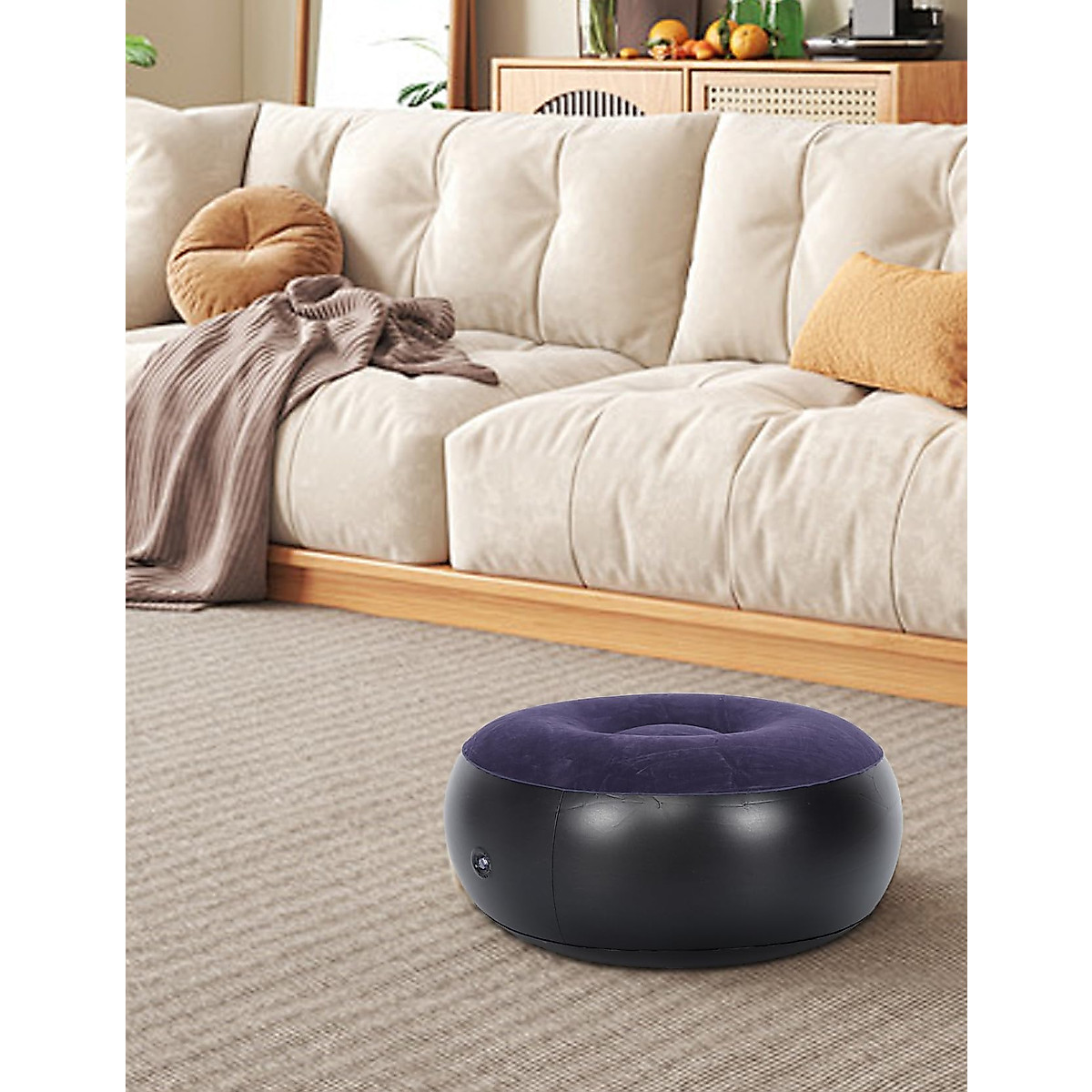 ZLXHDL Inflatable Chair, 20.5x7.9Inches PVC And Flocking Outdoor Round Air Chair, Portable And Comfortable Multifunction Inflatable Ottoman Outdoor for Home Office Outdoor Camping(Load Capacity 80 kg)