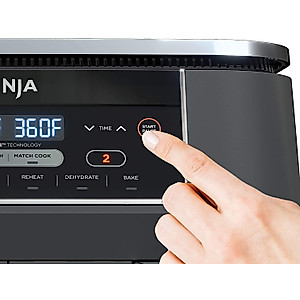 Ninja DZ201 Foodi 6-in-1 2-Basket Air Fryer with DualZone Technology, 8-Quart Capacity -Dark Grey Stainless- (Renewed)