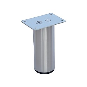 Alpha Furnishings Brushed Satin Stainless Steel Finish Sofa Couch Vanity Legs, Round Metal Furniture Legs, 5" H Cylinder Cabinet Feet, Set of 4PC