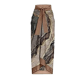 ZDRZK Sexy one Piece Swimsuit for Women Womens Sexy Bikini Set with Matching Beach Cover Ups Retro Floral Print Two Piece Bathing Suit Sleeveless Swimsuit Coffee M