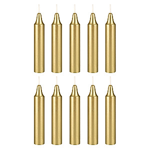 Mega Candles 10 pcs Unscented Gold Exquisite Mini Taper Candles, 4 Inch Tall x 3/4 Inch Diameter, Supreme Chimes, Enchantment, Rituals, Casting Spells, Witchcraft, Wiccan, Altar, Magic, Metaphysical
