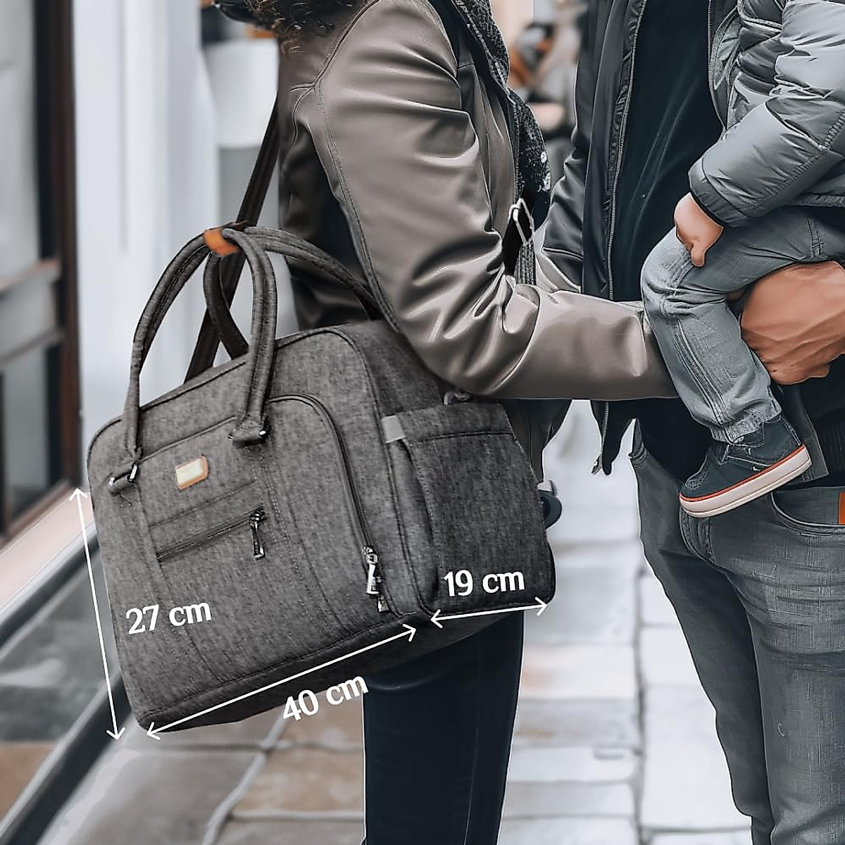 WELAVILA Diaper Bag Tote - Large Convertible Baby Bags With Changing Pad & Insulated Pockets For Mom & Dad - Unisex Multifunction Travel Diaper Tote Dark Grey - Travel Diaper Bag With Changing Pad
