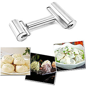 Mazaashop Pastry Pizza Roller Smooth Non Stick Stainless Steel Rolling Pin for Home Baking Cooking