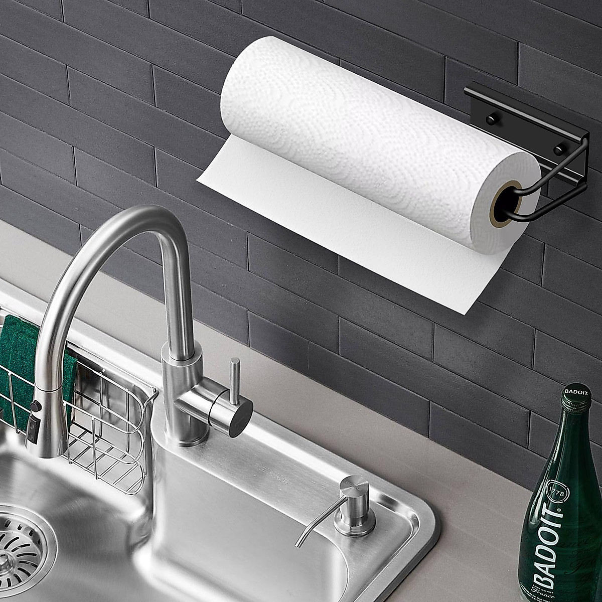 Paper Towels Holder, Wall Mounted Paper Towel Holders Napkin Holders for Kitchen Self-Adhesive or Drilling