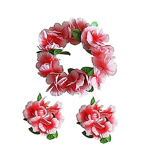 Beaupretty 6 Sets Head Bands for Women's Hair Makeup Slap Bracelet Corsage Wristlet Wedding Headband Head Bands for Womens Hair Floral Wreath Hawaiian Leis Wristband Flowers Floral Wristband