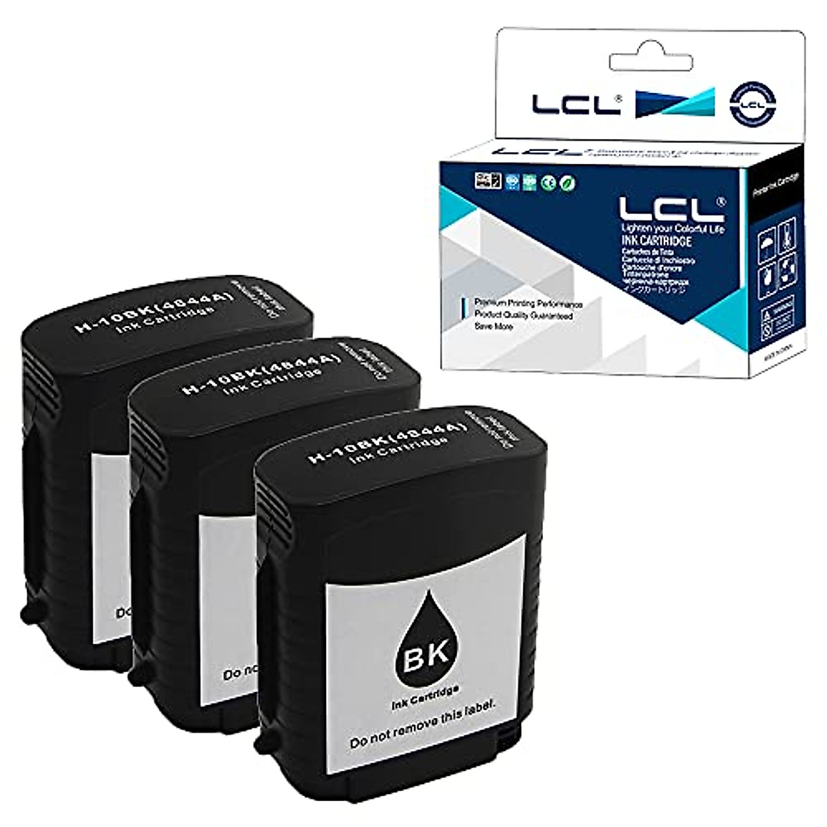 LCL Compatible Ink Cartridge Replacement for HP 10 C4844A 100 100plus 800 800ps 815mfp 820MFP 1000 1100 1100D 1100Dtn 1200 1200d 1200dn 1200dtn 1200dtwn (3-Pack Black)