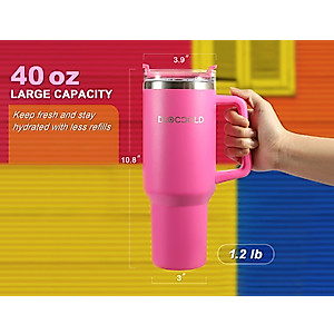 DLOCCOLD 40 oz Tumbler with Handle, Insulated Coffee Tumbler with Lid and Straw, Car Cup Holder Friendly (Aquamarine)