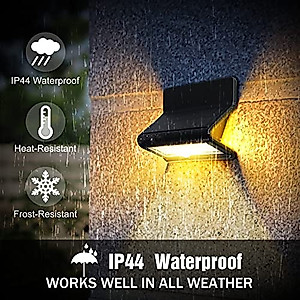 AURAXY Motion Sensor Outdoor Lights, Solar Wall Light with Optical Lens and 3 Modes Lights, Battery Motion Sensor Security Lights, IP44 Waterproof Solar Lights Outdoor for Garden Patio Yard (2 Pack)