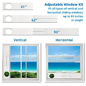 Fioral Sliding Door AC Vent Kit,Sliding Window Air Conditioner Vent Kit,For 5.1'' and 5.9'' Diameter Portable AC Exhaust Hose, Universal PVC Balcony Seal Kit Plates, Adjustable Max Length to 93 Inch