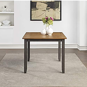 OSP Home Furnishings West Lake Dining Table Set, 5-Piece, Antique Finish Natural Top and Grey Base with Charcoal Fabric