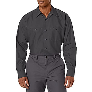 Red Kap Men's Industrial Work Shirt, Regular Fit, Long Sleeve, Black, 2X-Large