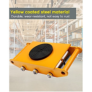 GCCSJ 8T Machinery Skate Dolly,17600lbs Machinery Moving Skate Machinery Mover Skate with 360° Rotation Cap and 6 Steel Rollers, Dolly Machinery Skate for Industrial Moving Equipment