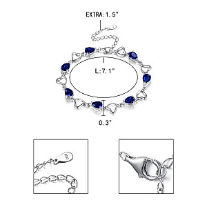 EleQueen 925 Sterling Silver CZ Love Heart of Ocean Teardrop Bridal Tennis Bracelet Sapphire Color