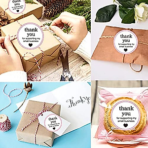 1.5 Inch Pink Merry Christmas Thank You for Supporting My Small Business Stickers with Hearts - Heart Thank You Present Gift Labelsfor Envelope Sealing,Business Packaging and Gift Wrap 500Pcs