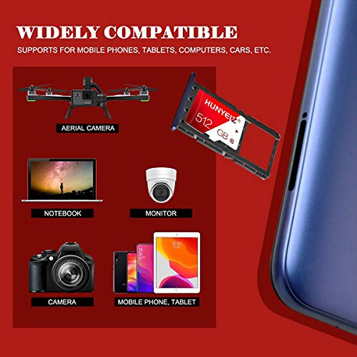 512GB Memory Card Micro SD Card 512GB High Speed Class 10 for Android Smartphone/Digital Camera/Tablet/Notebook and Drone(512GB)