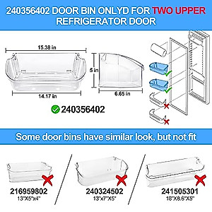 [4 PACK] UPGRADED 240356402 Upper Refrigerator Door Shelf & 240323002 Bottom Door Bin Replacement Compatible with Frigidaire Refrigerator Door Shelf FGHS2631PF4A,FGHS2655PF5A,FGUS2642LF2,LGUS2642LF1