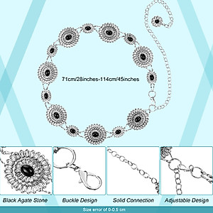 Junkin 3 Pcs Women Concho Western Chain Belts Turquoise Chain Belts Antique Western Waist Belts Country Metal Belt Link Belt (White, Black, Green)