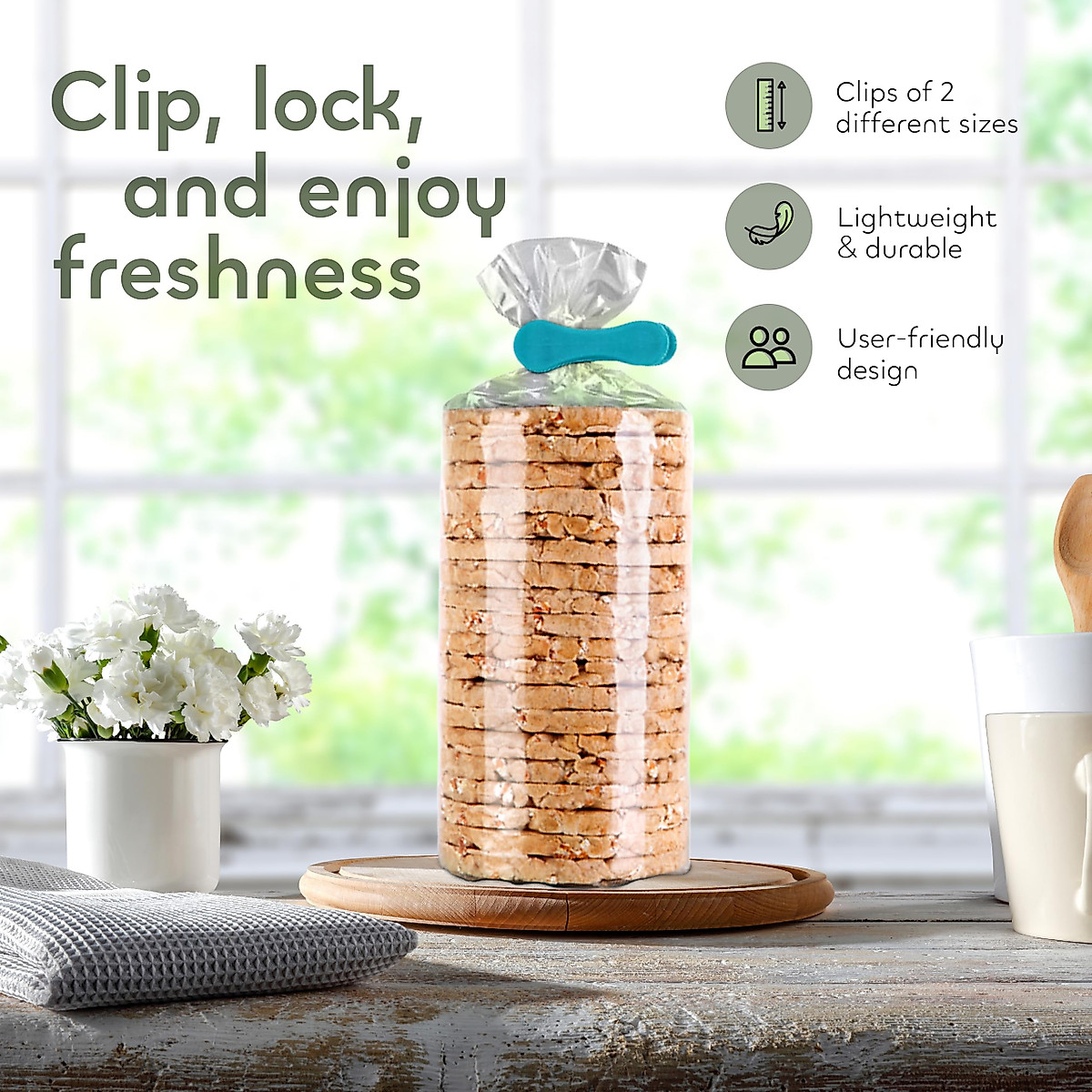 Luciano Housewares Rainbow Bag Clips Set, Colorful Food Storage Plastic Clips for Chips and Other Food Bags, Multicolor, Set of 8