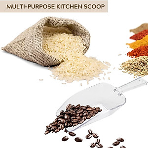 8 Inch Multi Purpose Clear Plastic Scoops for Weddings, Candy Dessert Buffet, Ice Cream, Coffee, Tea, 6 Pcs