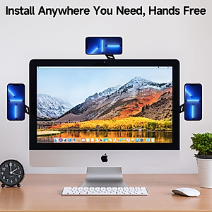 EDC Magnetic Phone Holder, Laptop or Desktop Monitor Side Mount Phone Mount, Foldable Slim Portable Laptop Mount for 14/14 Plus/14 Pro/14 Pro Max and 13/12 Series MagSafe Case & All Phones, Black