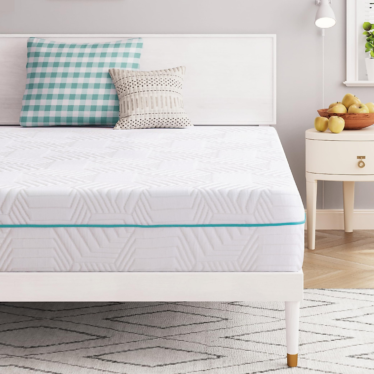 Dyonery 10 Inch Queen Memory Foam Mattress,Gel Charcoal Fiberglass Free Mattress Bed in a Box, CertiPUR-US Certified, Made in USA, Double Mattress, 60"×80", Medium