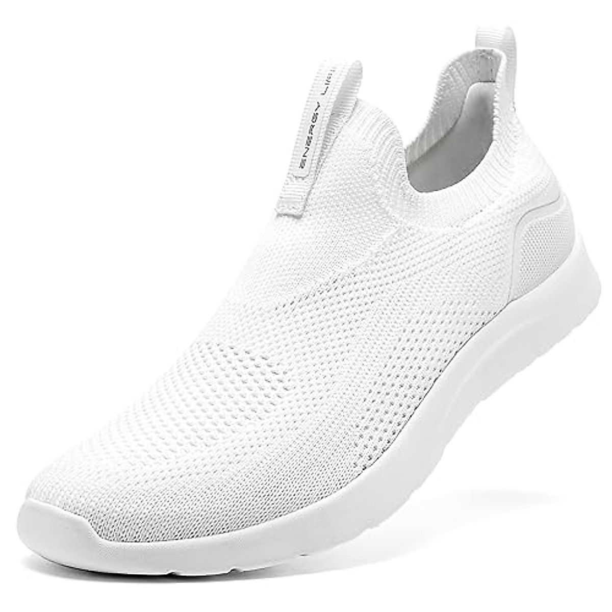 ALEADER Energylife Women's Walking Shoes Slip On Lightweight Sneakers Comfortable Knit Mesh Work Tennis Shopping Shoes White 8 M US Women