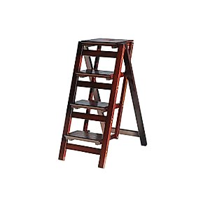 Step Stool for Adults/Step Ladder/Counter Chair, Step Folding Portable Wooden Step Stool, Anti-Slip & Lightweight(Size:Walnut 4 layers)