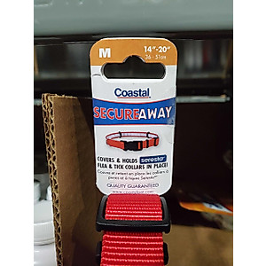 Coastal Pet SecureAway Collar Protector for Flea Collars - Dog Collar Accessory - Protective Collar for Flea Collar for Dogs - Adjustable Dog & Puppy Collar Protection - Red, 1" x 14-20"
