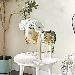 Deco 79 080028 Modern Metal Decorative Indoor Outdoor Planter, Flower Pot for Living Room, Kitchen, Office, Patio Entryway, 6", 5"W, Gold