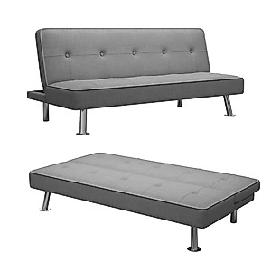 TINKLE WELL Futon Sofa Bed, Convertible Folding SofaBed Breathable Fabric, Ideal for Bedroom, Living Room, Apartment and Office-Compact Design for Spacing Saving