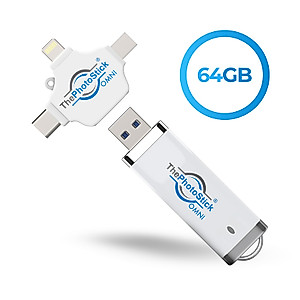 ThePhotoStick® Omni 64GB - Secure Photo & Video Backup and Transfer | Digital File Organization | USB & Multiport Connection for Phones, Tablets and Computers | Portable Memory | External Storage