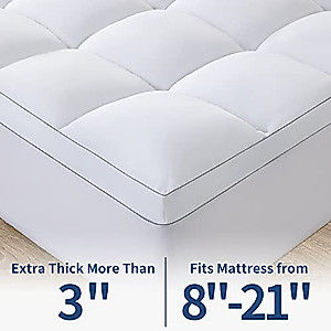 TOAO Queen Mattress Topper, Extra Thick Mattress Pad Cover for Back Pain Relief, Cooling Pillow Top with 8-21" Deep Pocket 5D Snow Down Alternative Fill(White,Queen)