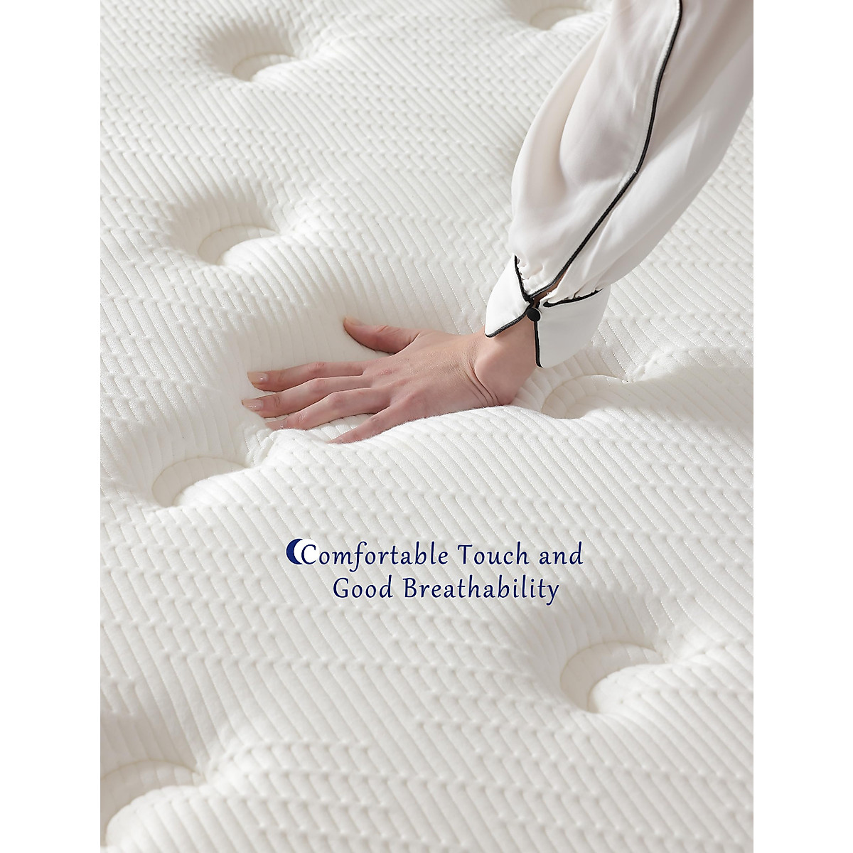 SURLUNKEYS 14 Inch Cal King Mattress - Euro Top Memory Foam Hybrid Mattress with Pocket Spring for Motion Isolating, Medium Firm Mattress in a Box, 120-night Trial