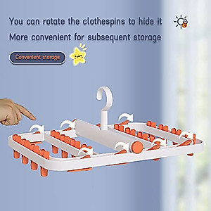 OEACC Foldable Clothes Drying Rack with 360° Rotatable Hook and 24 Sturdy Clips,Plastic Laundry Drying Rack,Underwear Hanger for Drying Bras,Towels,Socks,Hats,Baby Clothes